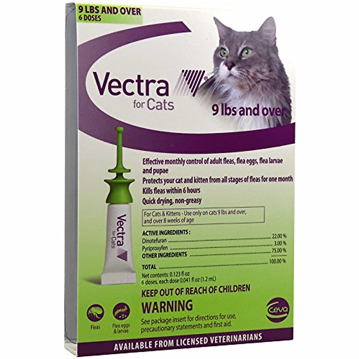Vectra Feline (Green) - 9+ lbs - 6 Count