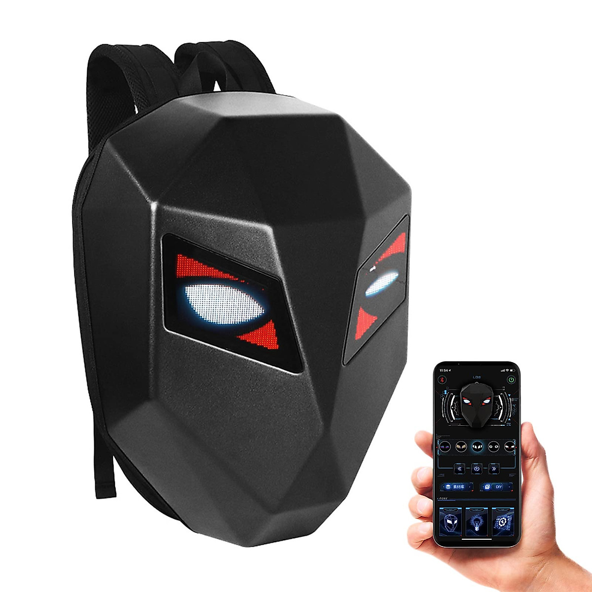 LEI JARVIS LED Motorcycle Hard Shell Backpack，High-Capacity Helmet Waterproof Backpack Laptop Bag With Programmable Screen，DIY Men And Women'S Outdoor Bicycle Personalized Travel Backpack