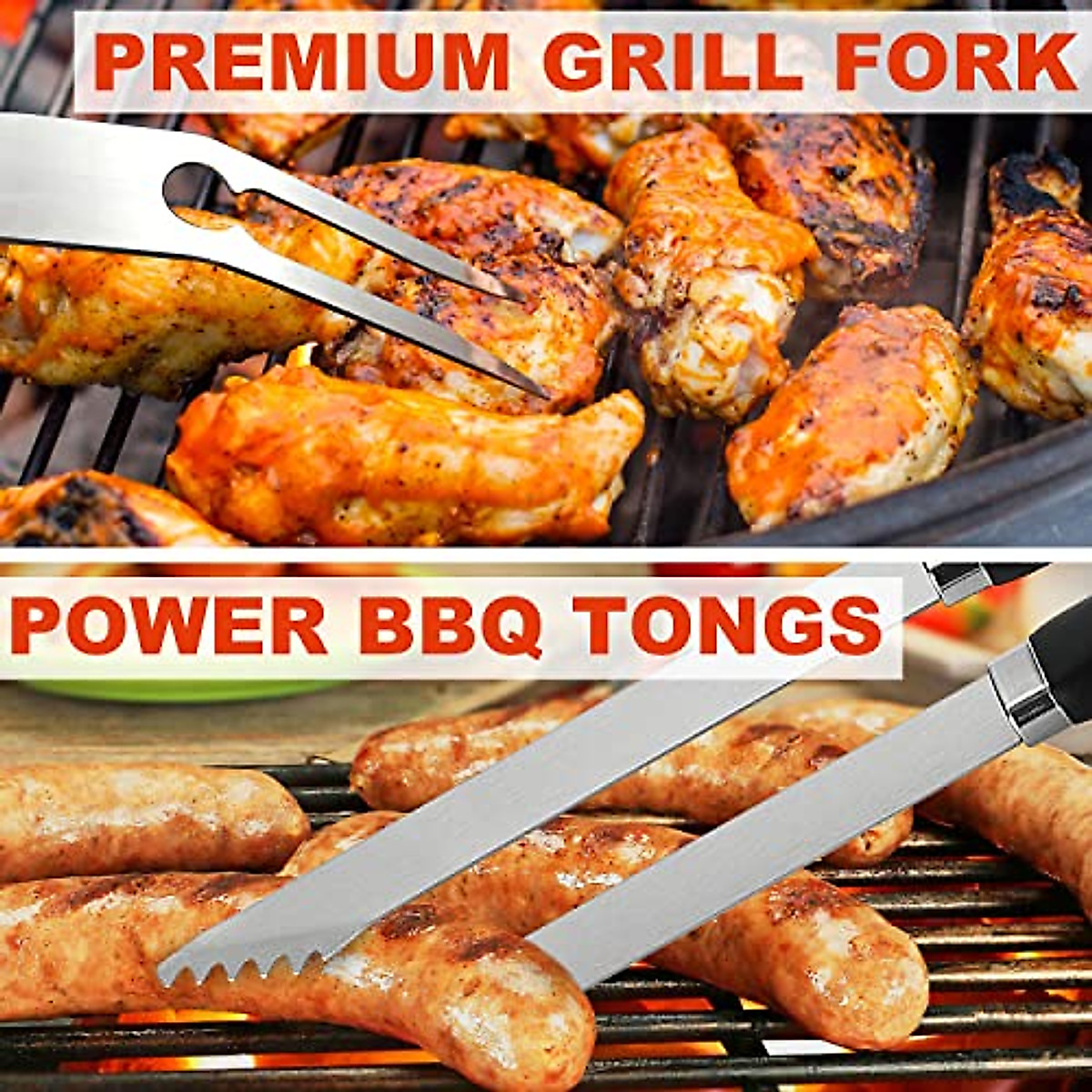 N NOBLE FAMILY 21PCS Complete BBQ Utensils Set with Aluminum Case - Enlarged Handle Stainless Steel Grill Tools Set for Outdoor Camping Barbecue - Ideal BBQ Gift on Father’s Day, Birthday, Christmas