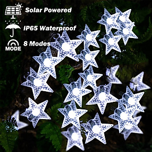 EEW 2-Pack 78ft 200 LED Solar Star String Lights Outdoor, Upgraded Waterproof 8 Modes Solar Christmas Lights Outdoor Indoor for Home Party Tree Ramadan Decorations (Cool White)