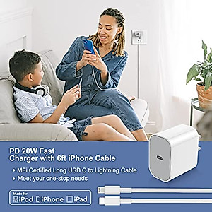iPhone Fast Charger Block, [MFi Certified] 2Pack Wall Charger Plug and USB C to Lightning Cable Cord 6ft, Apple 14 Pro Charging Power Adapter Cube Brick for iPhone 14 Pro Max/13 Mini/12/11/8Plus,iPad