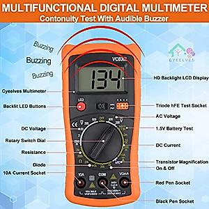 Digital Multimeter, Multimeter with AC DC Voltmeter & Ohm Volt Amp Tester, Multifunction Battery Tester, Pocket Meter with Backlight Tests Wire, Voltage Tester Measure Voltage Current Resistance Diode