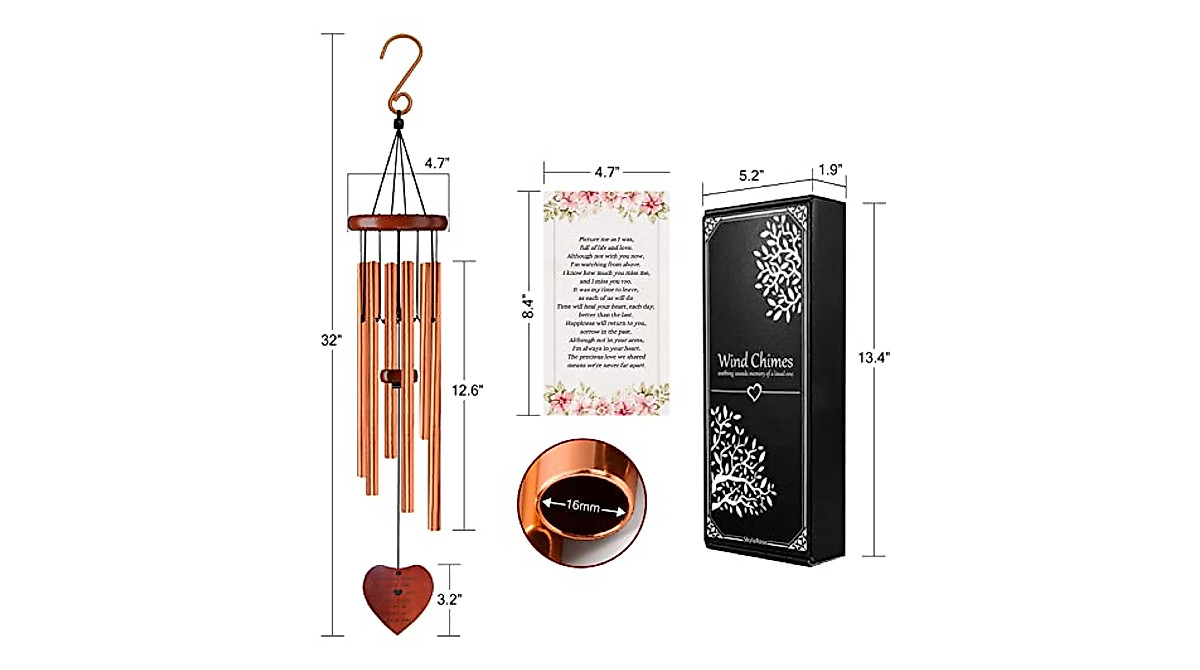 SkylaRose Memorial Wind Chimes - Heartfelt Sympathy Gift