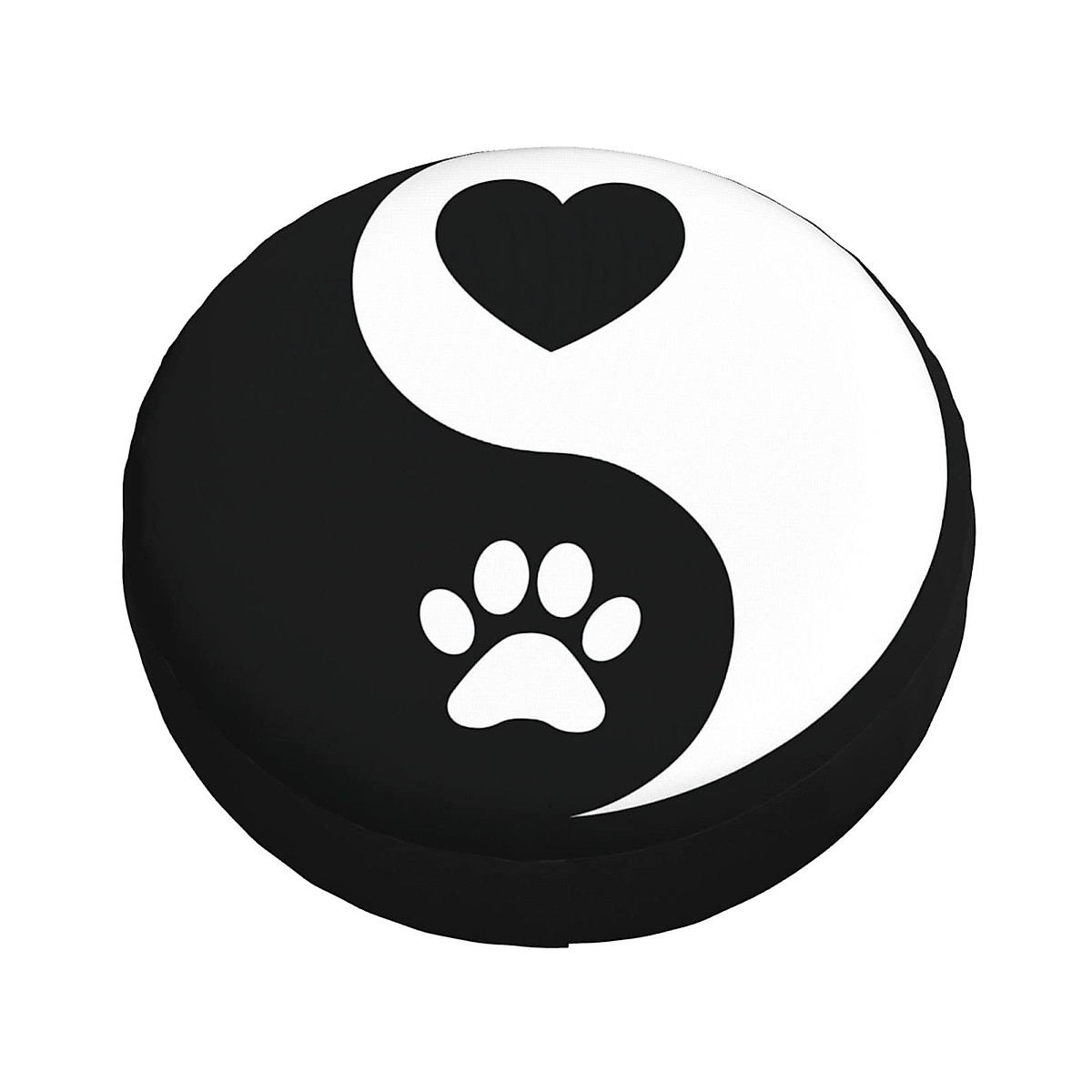 Dog Paw Print Ying Yang Spare Tire Cover, Waterproof UV Sun Protector Wheel Tire Cover, Universal Fit for Trailer RV SUV Truck Camper Travel Accessories 14" 15" 16" 17"