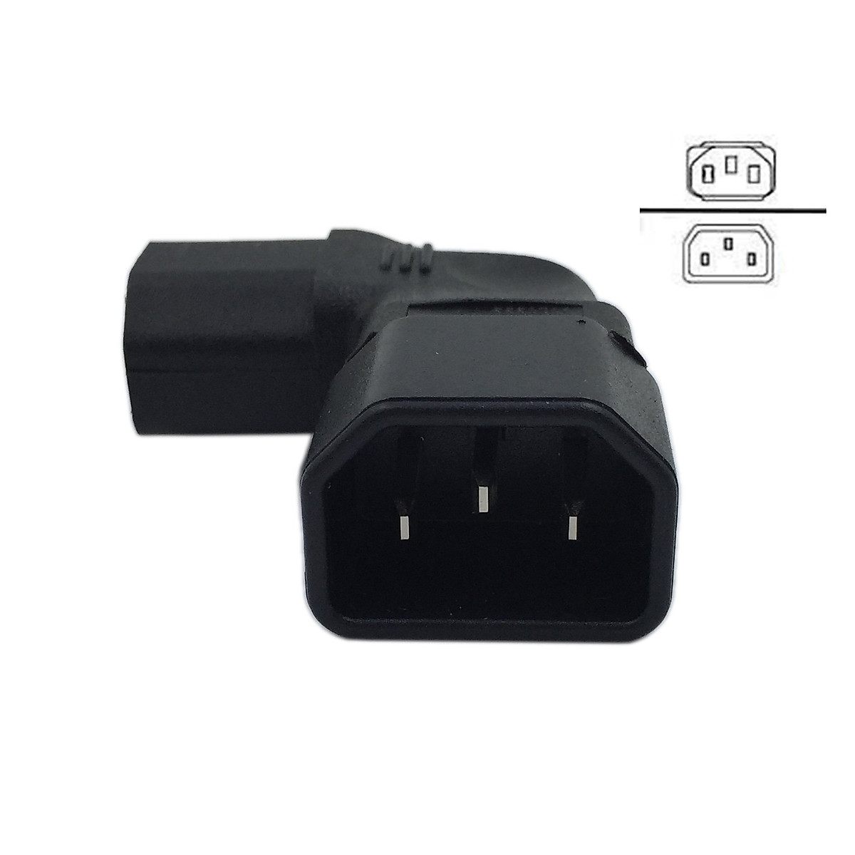 CERRXIAN Right Angle IEC 320 C14 3 Pin Male to C13 Female PDU PSU UPS Power Extension Adapter Receptacle for LCD LED TV Wall Mount