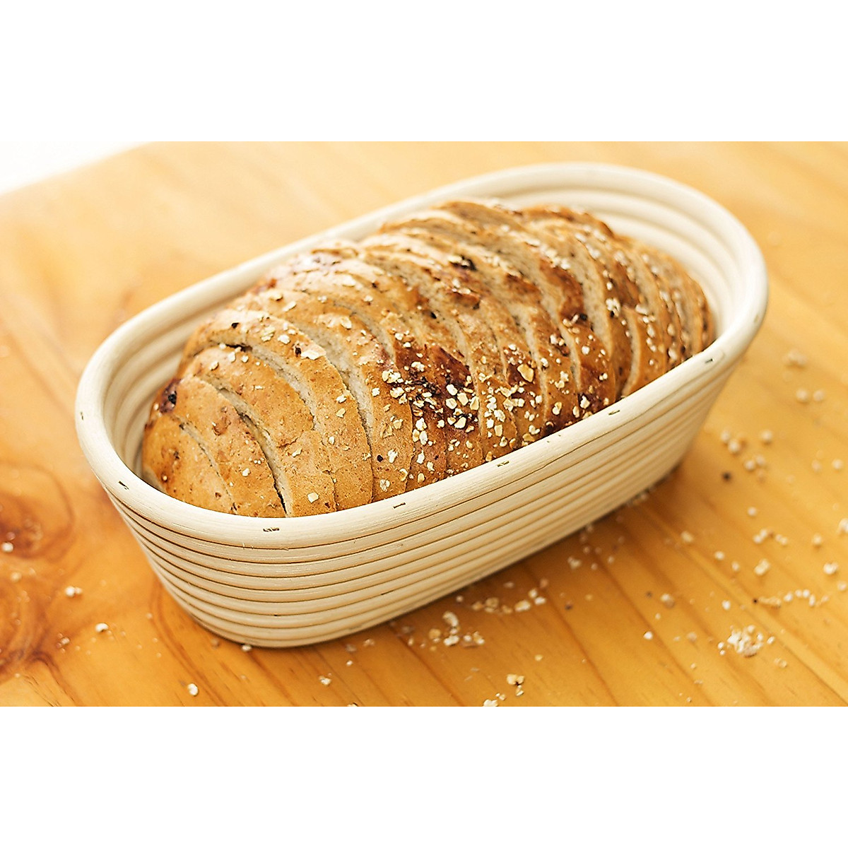 12 inch Oblong Oval Banneton Bread Proofing Basket, Brotform Bread Dough Proofing Rattan Basket +Liner Combo Set