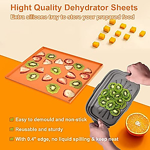 6 Pcs Silicone Dehydrator Sheets, Silicone Tray with Edge for 13" x 12" Trays, Reusable Silicone Dehydrator Trays Compatible with Cosori CP267-FD for Jerky, Fruit, Meat, Vegetables, Crackers