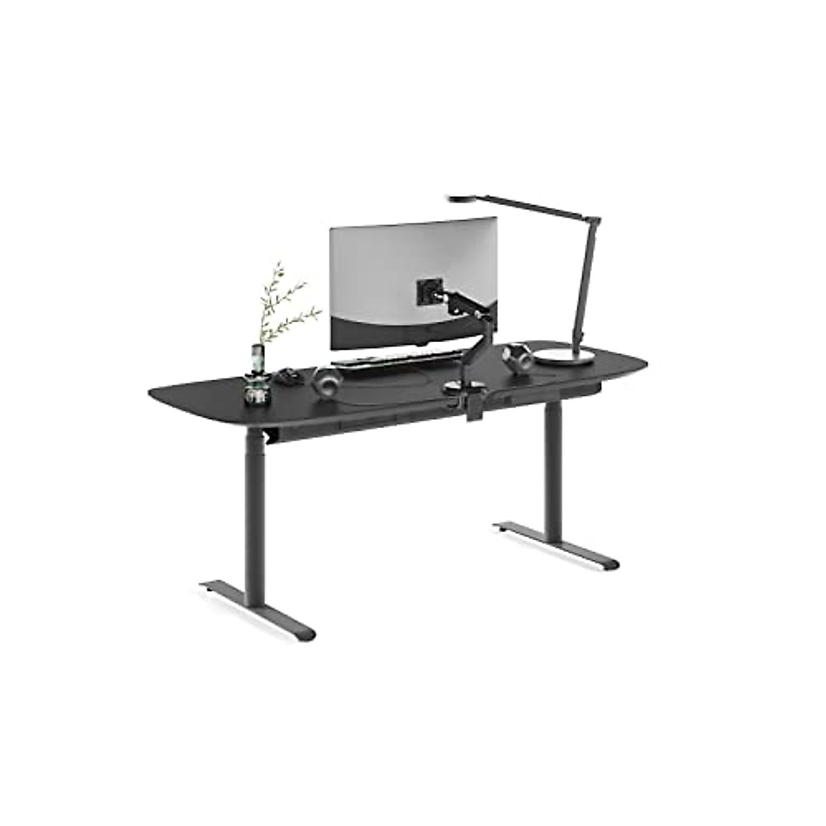 BDI Furniture Soma - Lift Desk - 72" W - Ebonized Ash Top - Black Base