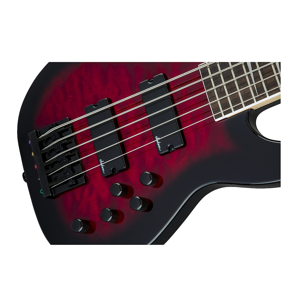 Jackson JS Series 5-String Concert Bass JS3VQ, Transparent Red Burst, Amaranth Fingerboard