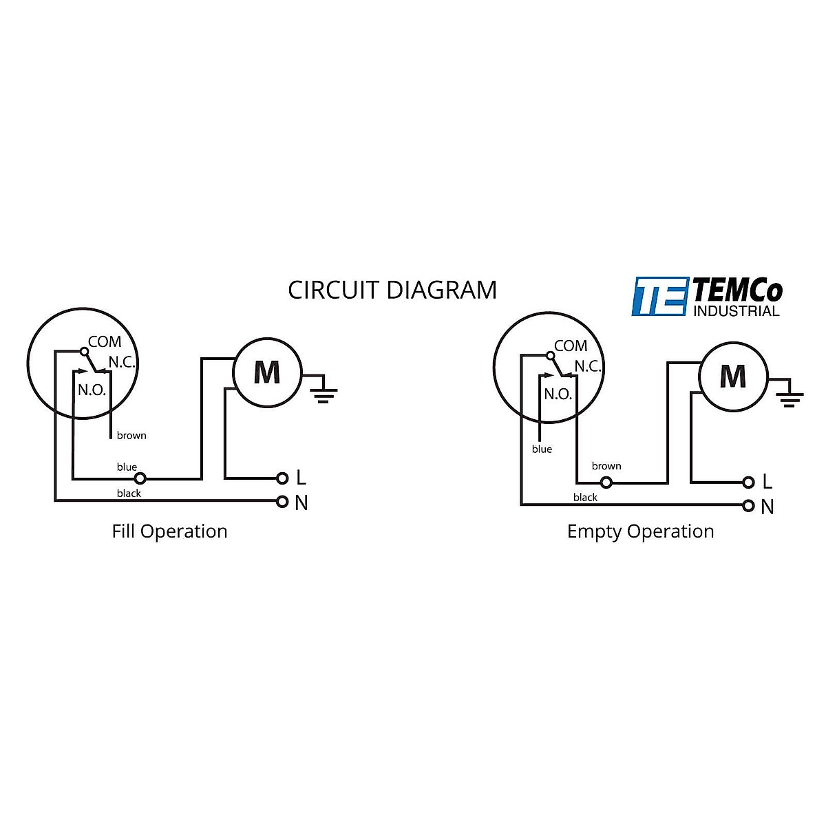 TEMCo Float Switch for Sump Pump & Water Level Empty Function Control 13ft Cord 5 Year Warranty CN0360