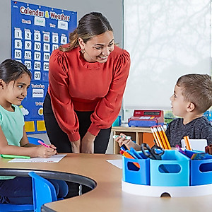 Learning Resources Create-a-Space Storage Center - Blue, Homeschool Storage, Fits 3oz Hand Sanitizer Bottles, Classroom Craft Keeper, 10 Piece Set