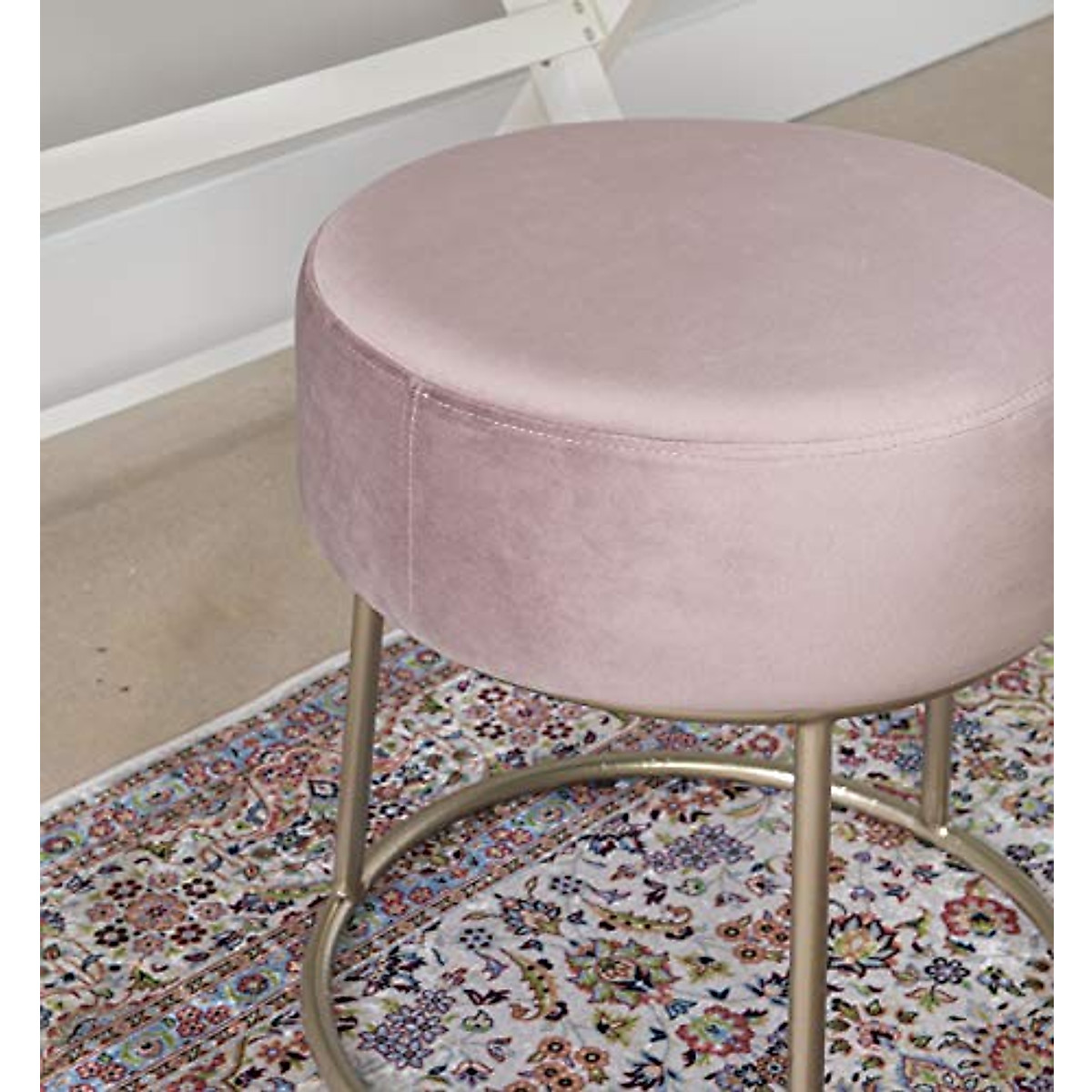 Linon Pink and Gold Vanity and Accent Dalilah Stool