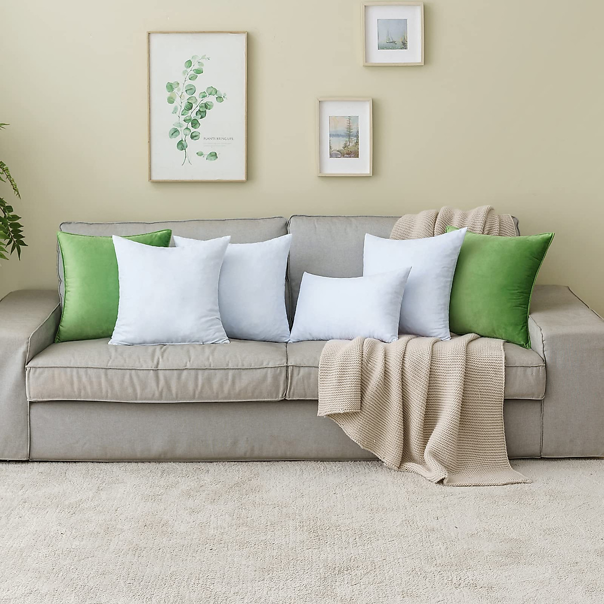 MIULEE Pack of 2 20x20 Pillow Inserts-Decorative Shredded Memory Foam Cooling Throw Pillows-Adjustable Premium Square Wedding Pillow Stuffer Form for Couch Bed Cushion