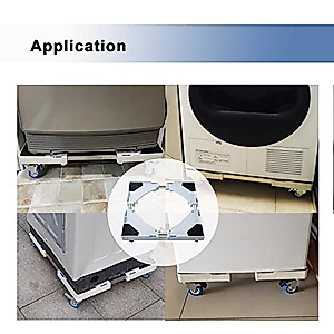 MAOPINER Multi-Functional Furniture Dolly Roller Base Adjustable Movable Base Refrigerator Stand for Washing Machine Refrigerator and Dryer (4 wheels)