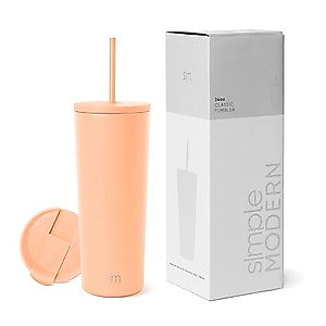 Simple Modern Insulated Tumbler with Lid and Straw | Iced Coffee Cup Reusable Stainless Steel Water Bottle Travel Mug | Gifts for Women Men Her Him | Classic Collection | 24oz | Bellini