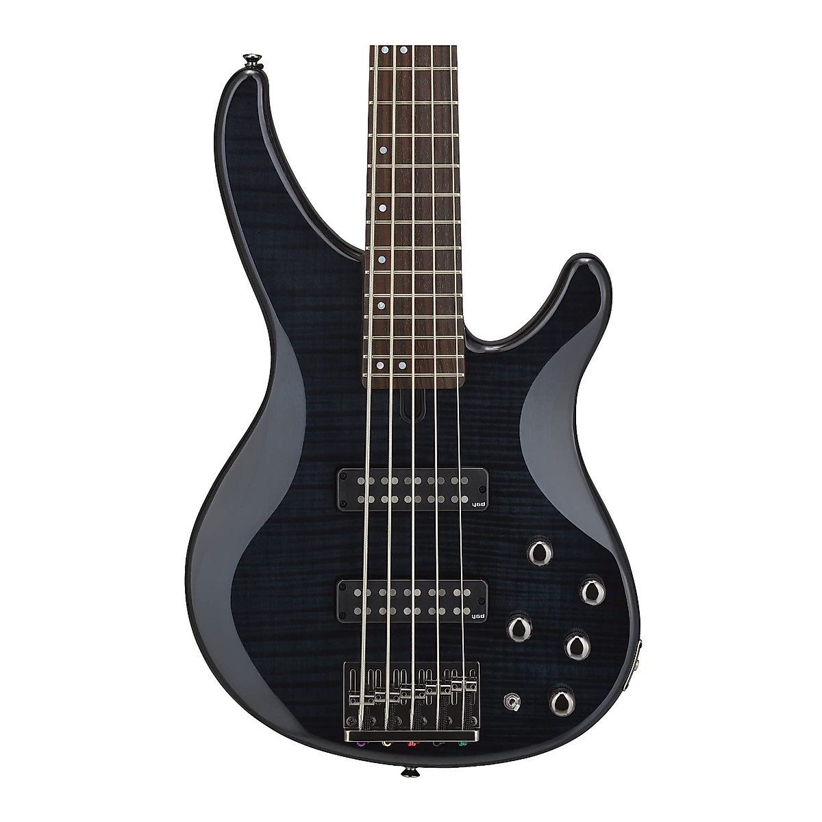 Yamaha TRBX605 5-String Flamed Maple Bass Guitar, Translucent Black