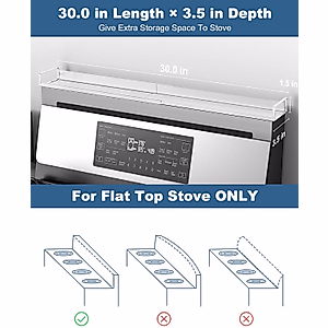 Bumusty 6X Strong Magnetic Shelf for Stove, Adjustable Stove Top Shelf, 20"-30" Oven Shelf Spice Rack Over the Stove, Seasoning Organizer Kitchen Shelves, Matte White