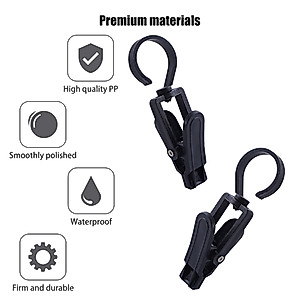 Rotating Laundry Hook Clip,Plastic Clothes Swivel Hanger,Multipurpose Anti-skid Clothespin,Hat/Cap/Socks/Scarf Hanging Organizer,Heavy Duty/Windproof/Black Drying Clamp,Wardrobe Organizing Tool(10pcs)
