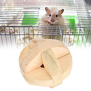 Dioche Hamster Wood Ball, Hamster Toy, Reliable 6cm / 2.4in Practical Interactive Toy Pets Hamster for Small Pet Reptiles