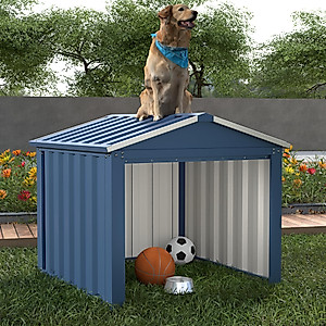 Aobabo Metal Outdoor Storage Shed, 3×3 FT Steel Utility Tool Shed Storage House Without Door, Metal Sheds Outdoor Storage for Backyard Garden Patio Lawn (H2'xW3'x D3') Blue&White