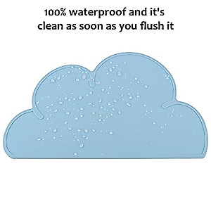 DesignSter Pet Food Mats–Dog Cat Feeding Mat Top Grade Cloud Silicone Pad Anti-Slip Waterproof Anti-Slip Bowl Placemat (Blue)