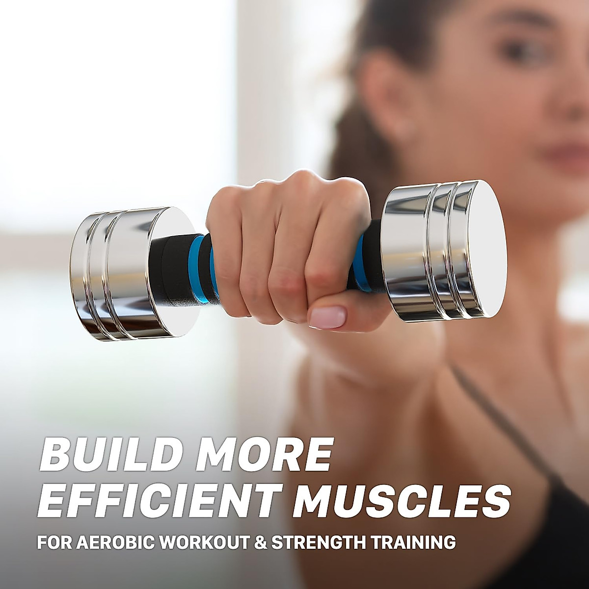 Hand Weight Set of 2 for Women 5lb Pair (3lb/4lb/5lb) Adjustable Dumbbells with Foam Handles Chrome Home Exercise Gym Workout (Standard-Finish 5lb×2)