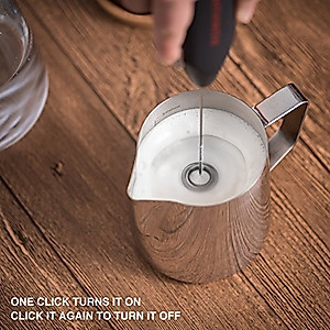 Electric Milk Frother, ROMAUNT Handheld Electric Battery Operated Frother Stainless Steel Foam Maker Perfect for Latte,Coffee,Cappuccino, Chocolate Milk Black 8 Inches New