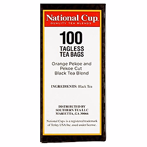 National Cup, Tagless Orange Pekoe and Pekoe Cut Black Tea Blend, Tea Bags, 100 Ct, Pack of 3