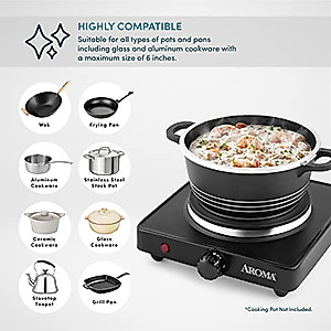 Aroma Housewares AHP-303 Single Burner Hot Plate, Black