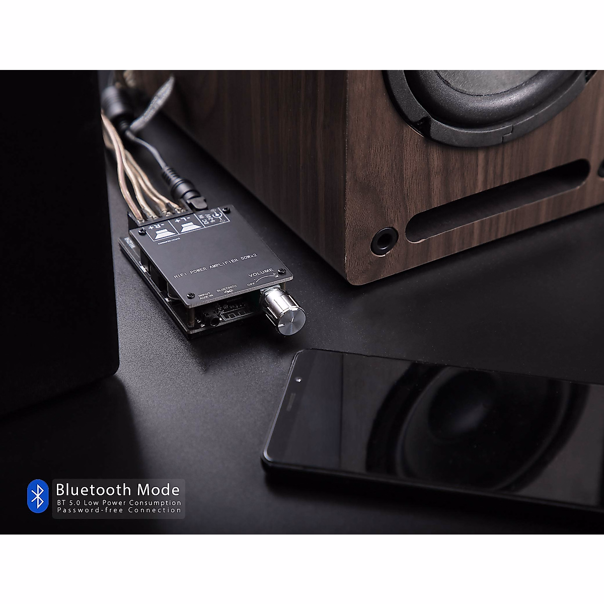 Bluetooth Amplifier Board with TPA3116D2 Chip,50W+50W Peak Power Output Class D AMP Module for DIY Wireless Speaker