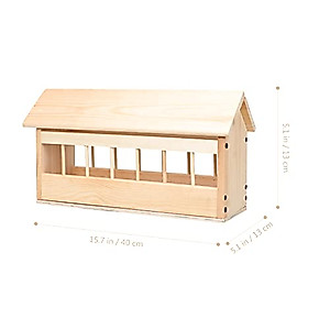 HANABASS Window Bird Feeder Window Bird Feeder Window Bird Feeder Pigeon Feeding Trough Wooden Pigeon Feeder Multi- Hole Pigeon Dish Dispenser Birds Feeding Dispenser Chicken Feeder Quail Cage