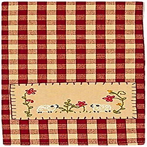 Home Collection by Raghu Two Sheep Barn and Nutmeg Towel, 18 x 28", Red Set of 2