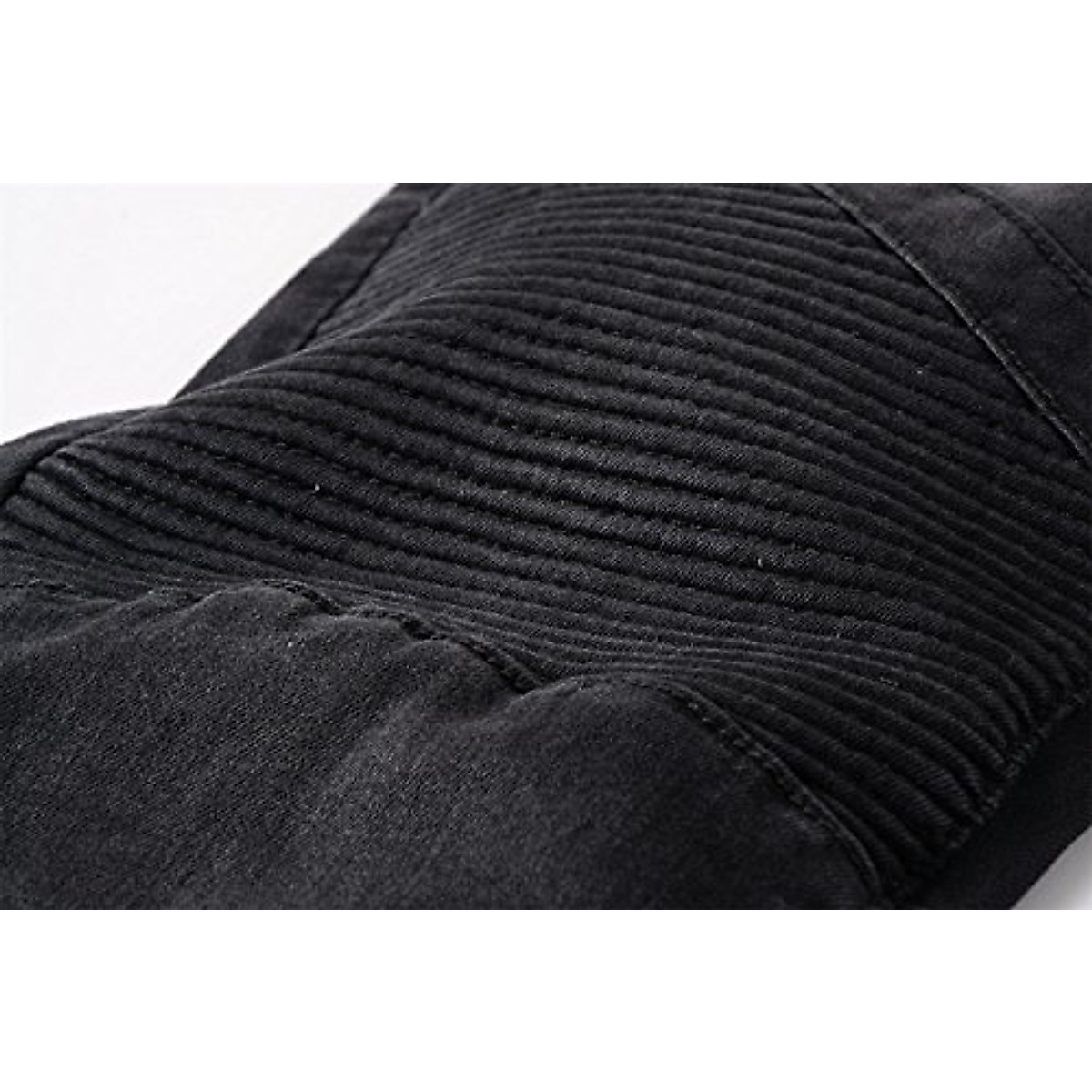 ZLZ Black Biker Jeans for Men Slim Fit, Men's Comfy Stretch Ripped Distressed Biker Jeans Pants Rock, Designer Jeans, Size 36