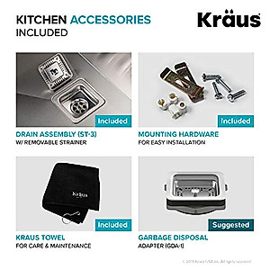 KRAUS Pax 24-inch 18 Gauge Undermount Single Bowl Stainless Steel Laundry and Utility Sink, KHU24L