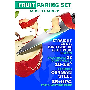 Dalstrong Fruit & Vegetable Paring Knife Set - 3 Piece - Gladiator Series Elite - Forged German High-Carbon Steel - Sheaths Included - Carving and Detail Knives Set - Kitchen Knife - NSF Certified