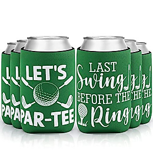 CiyvoLyeen Golf Beer Can Cooler, Bachelor Party Can Sleeves Neoprene Insulator Drink Glasses Cup Holders for Golfer Gifts Wedding Outdoor Activities Supplies Let’s Par-Tee 6PCS