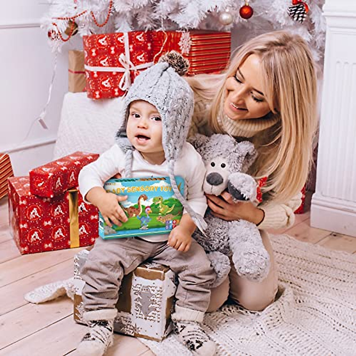 DINORUN Baby Toys 6 to 12 Months - Montessori Toy for Babies and Toddlers Tissue Box Learning Toy for 6 Months and up – Educational High Contrast Development STEM Toy - Baby Gift