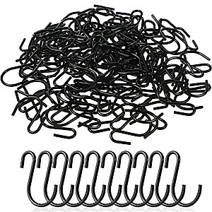 120 Pieces Small S Hooks Hanging Plants Hooks Mini S Shaped Iron Wire Hook Hanger Ornament Storage Hooks for DIY Craft Hanging Pot Jewelry Key Chain Tags (Black,1 Inch)