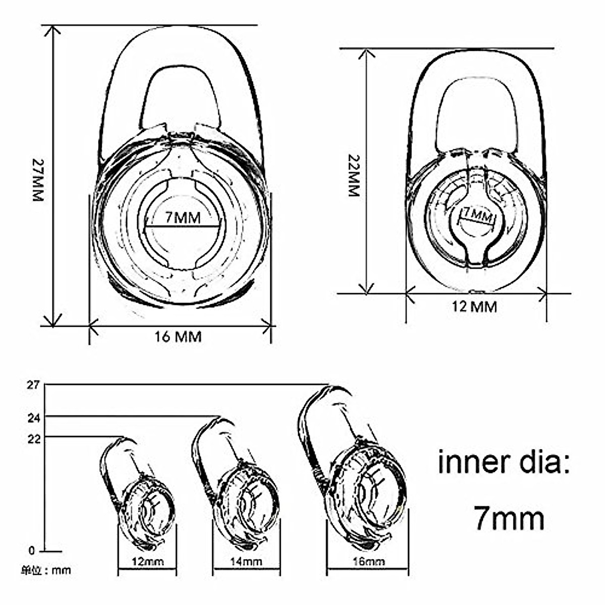 Zotech Earbud Gel & Ear Hook for Plantronics, 12 Pcs (Small/Medium/Large) Clear Replacement Eargel & 8 Pcs Clear Ear Hook, Fit for Plantronics M155 M165 M1100 M100 M55 M28 M25 Voyager Edge