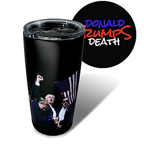 20oz Trump Tumblers - DONALD TRUMPS DEATH - 3D Printing Trump Stainless Steel Cup Black Trump Insulated Tumbler for Gift Thermal Coffee Mug 304 Stainless Steel Water Bottles for Hot and Cold Drinks