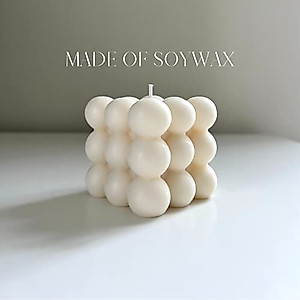Fade Store Bubble Candle Cube, 2 Piece Set, Soy Wax, Aesthetic, Scented, White and Brown, Nude, Beige, Beautiful for Home Decor and Gifting, Aromatherapy, Harmony Decorative Candles