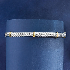 Ross-Simons Sterling Silver and 14kt Yellow Gold Cuban-Link Bracelet. 7 inches