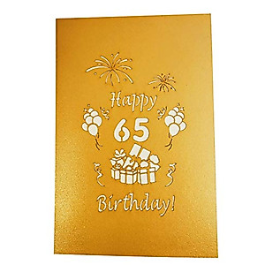 iGifts And Cards Happy 65th Birthday With Lots of Presents 3D Pop Up Greeting Card - Sixty-Five, Awesome, Cute, Fun, Unique, Special Occasion, Celebration, Husband, Wife, Best Friend, Congratulations