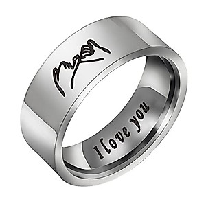 COLORFUL BLING Pinky Promise Couple Rings Stainless Steel Polish I Love You Engagement Wedding Ring Band for Friendship Lovers Valentine's Day Wedding Jewelry-silver7