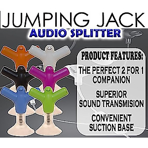 Jumping Jack Audio Splitter Ultimate Sound Experience, 3.5mm Audio Splitter for Headphones - Aux Splitter Connect 2 Headphones, Enhance Music Sharing, Color Vary - Pack of 2