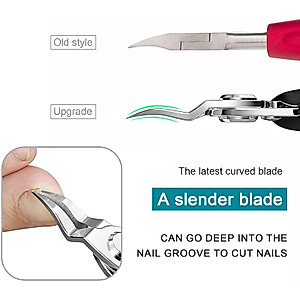 Ingrown Toenail Clippers, Steel Nail Clippers for Professional Podiatrist, Unique Long Handle Curved Blade Tool for Thick & Ingrown Nails, Suitable for Men, Women and Elderly-XIORRY