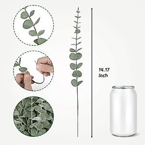 CEWOR 80pcs Artificial Eucalyptus Stems Fake Eucalyptus Leaves Stems Real Touch Leaf Branches for Flower Bouquet Wedding Easter Centerpiece Spring Home Office Decor