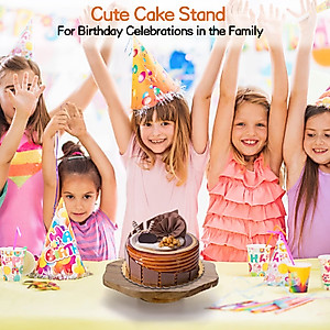 Mezchi Acacia Wood Cake Stand, Rustic Wooden Pedestal for 12 Inch Cake, Slice Dessert Wedding Platter Display Stand Cupcake, Baby Shower, Birthday, Grain Pattern Brown