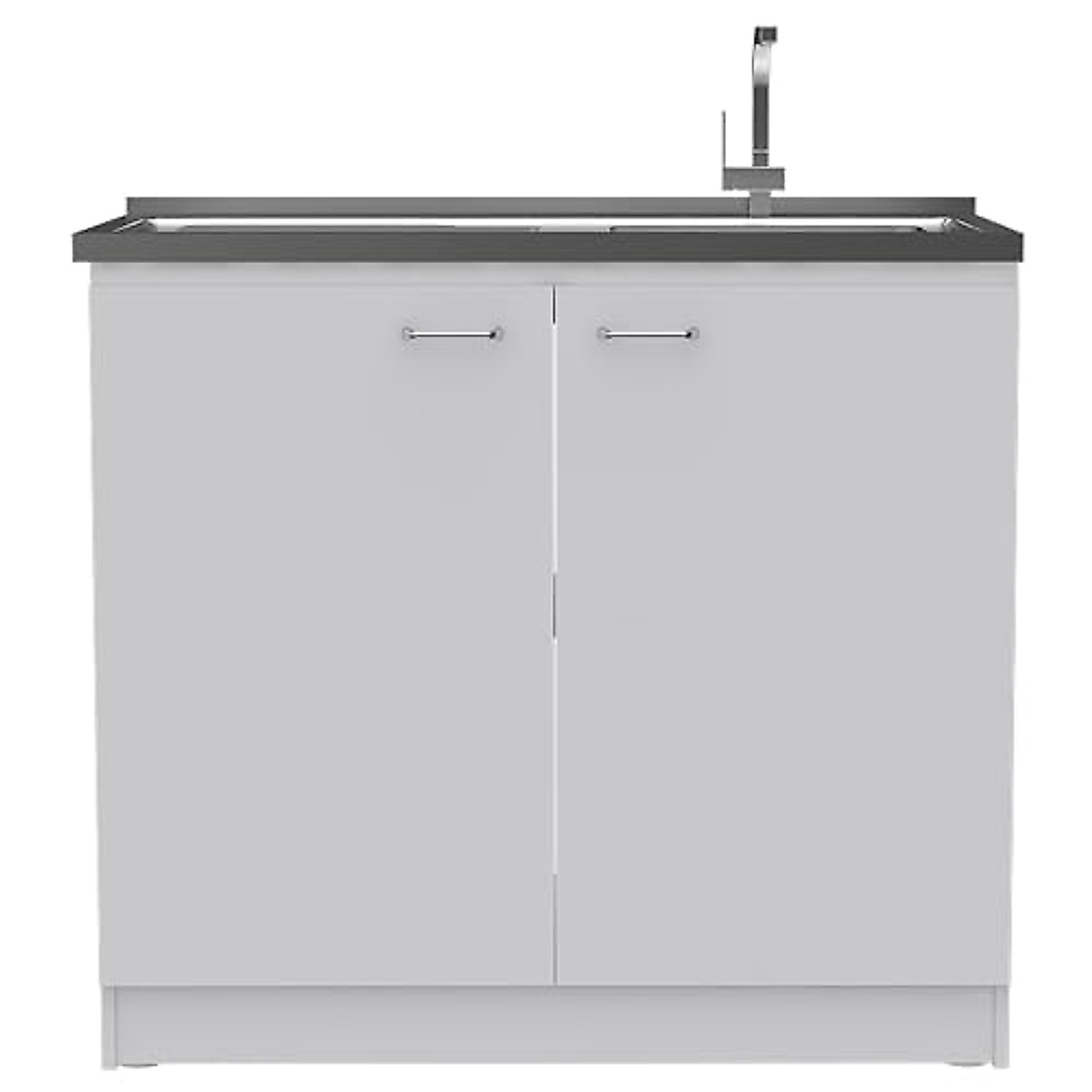 Tuhome Napoles Utility Sink with Cabinet, Double Door, One Shelf -White