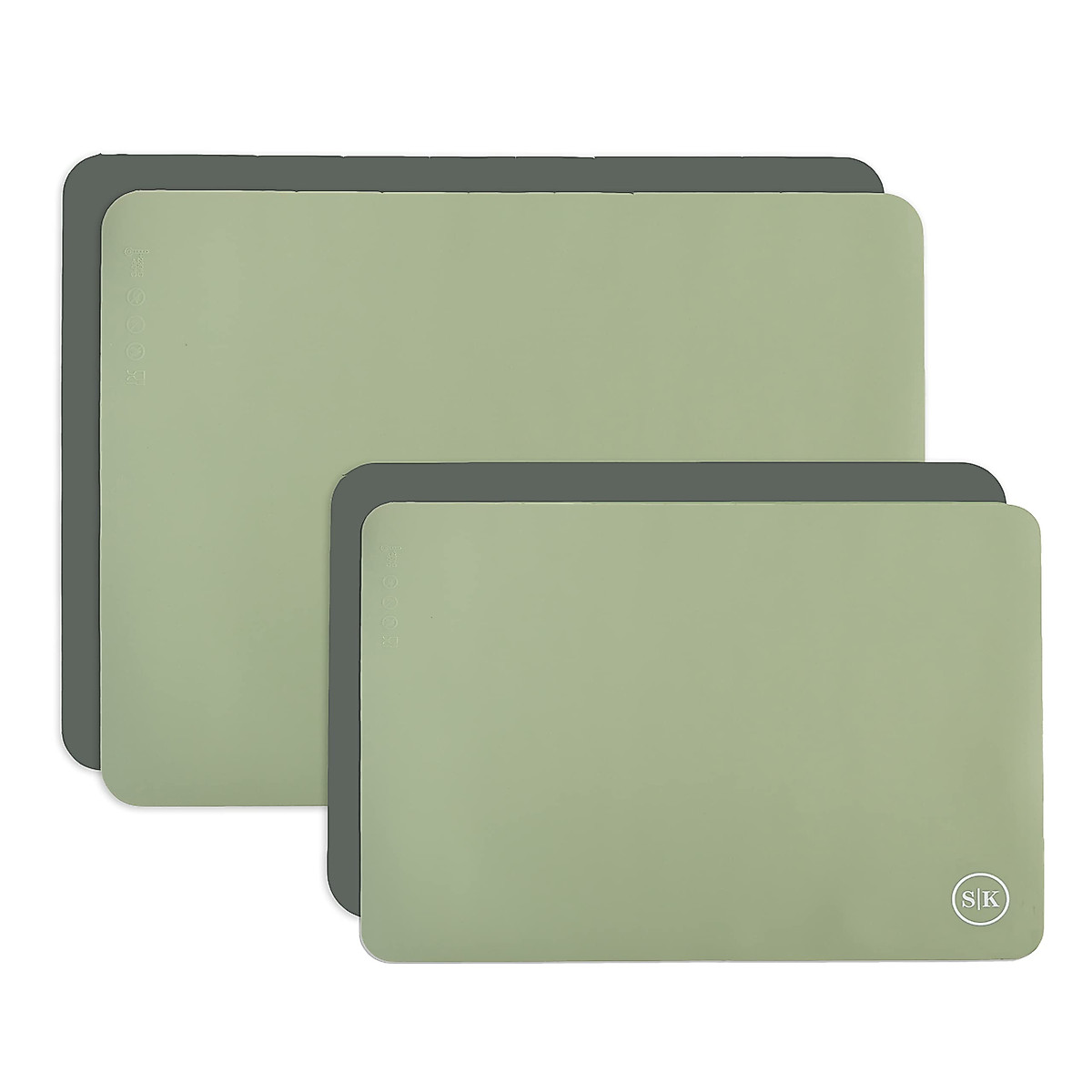The Silicone Kitchen Silicone Oven Baking Mats - Green/Gray Bundle - BPA Free, (2 Half Sheets, 2 Quarter Sheets)